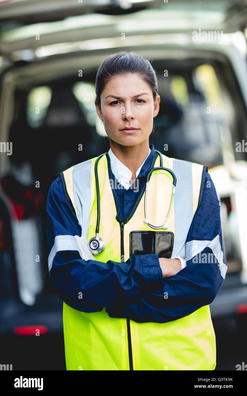 Portrait of ambulance woman Stock Photo - Alamy