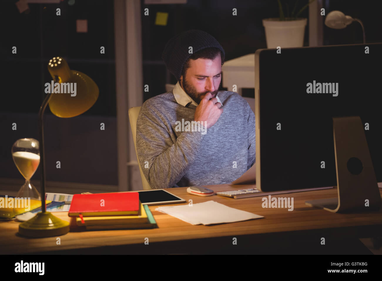 Hipster using computer Stock Photo - Alamy
