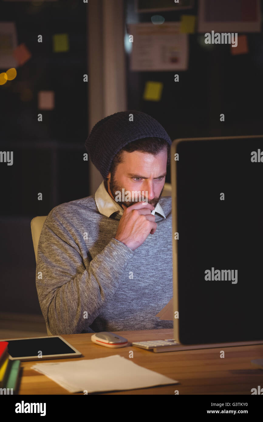 Hipster using computer Stock Photo - Alamy