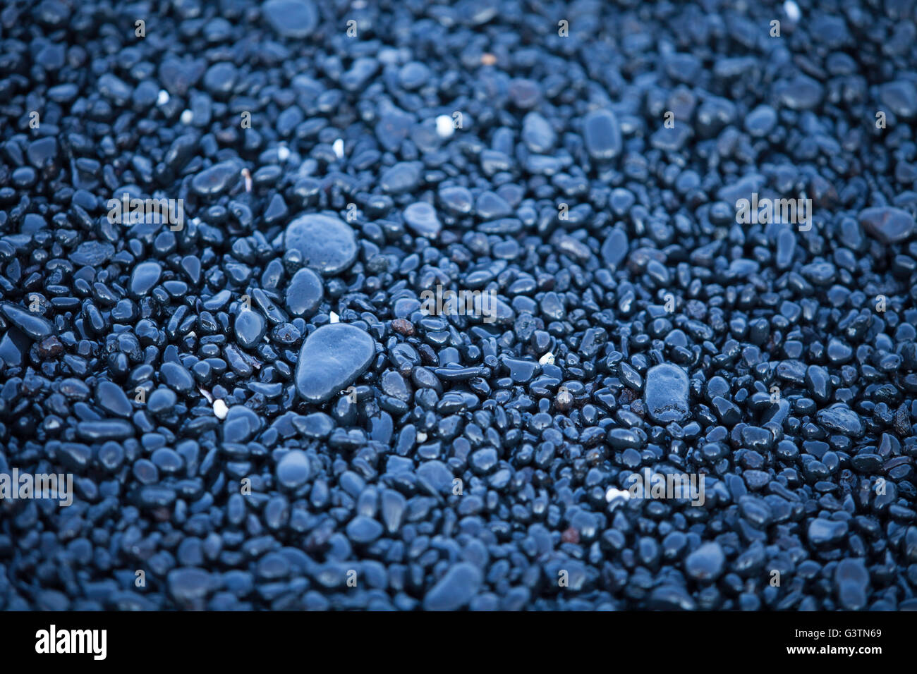 Black beach pebbles, Views of Kiholo Bay, Hawaii Island, Hawaii, USA ...