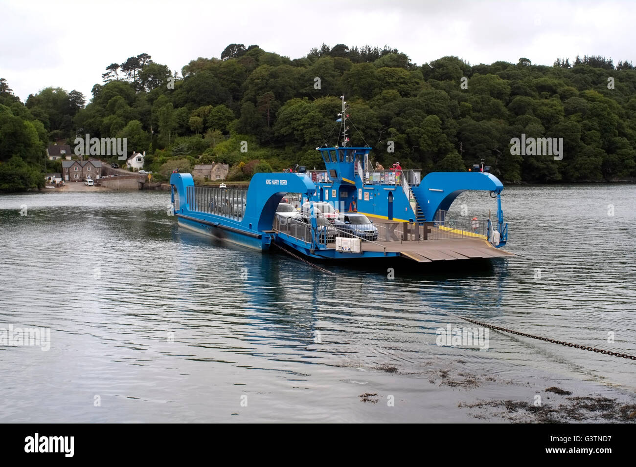The King Harry Ferry crosses the Fal River, in Cornwall, Britain June ...
