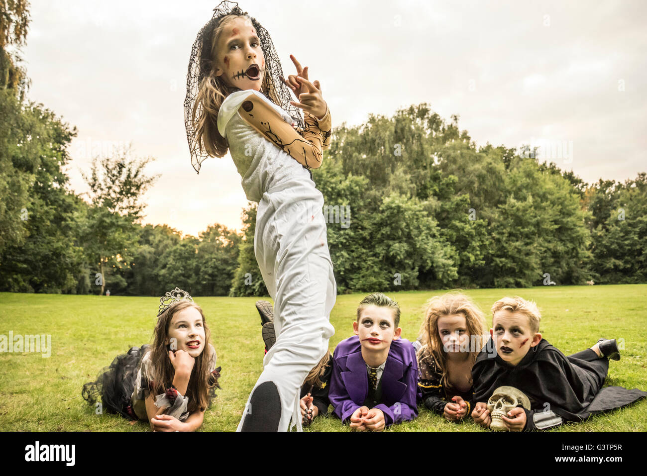 Children dressed as zombies for Halloween Night Stock Photo - Alamy