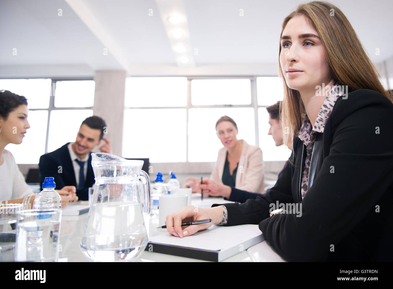 Professional people sitting in an office environment having a ...