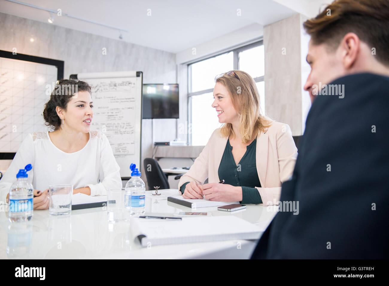 Professional people sitting in an office environment having a ...