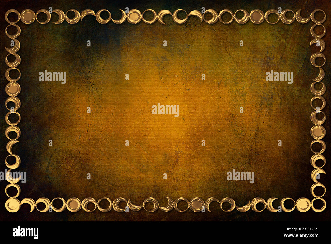 A modern decorative gold frame with a textured background. Orange ...