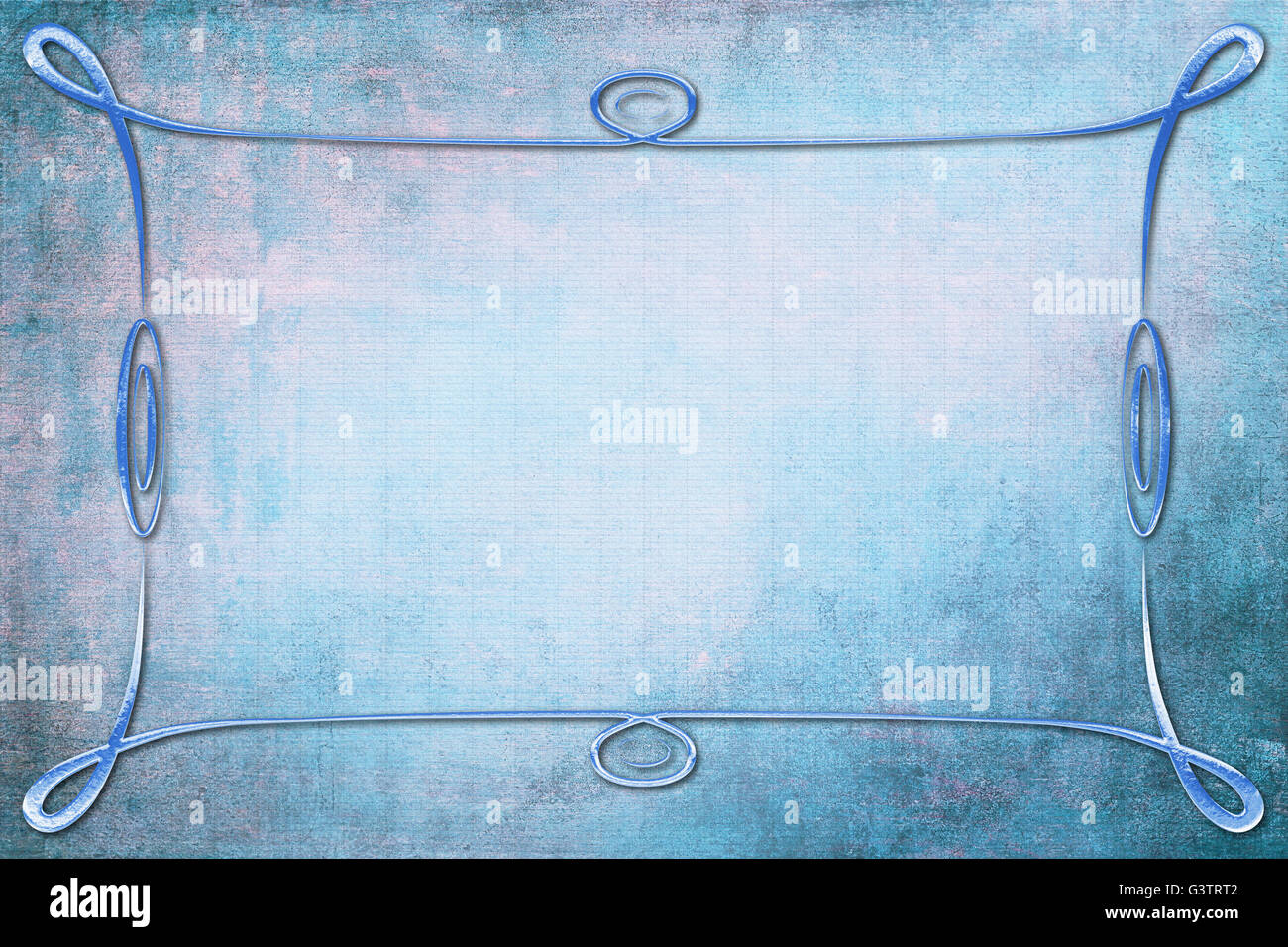 An antique decorative blue glass frame with a background with texture ...