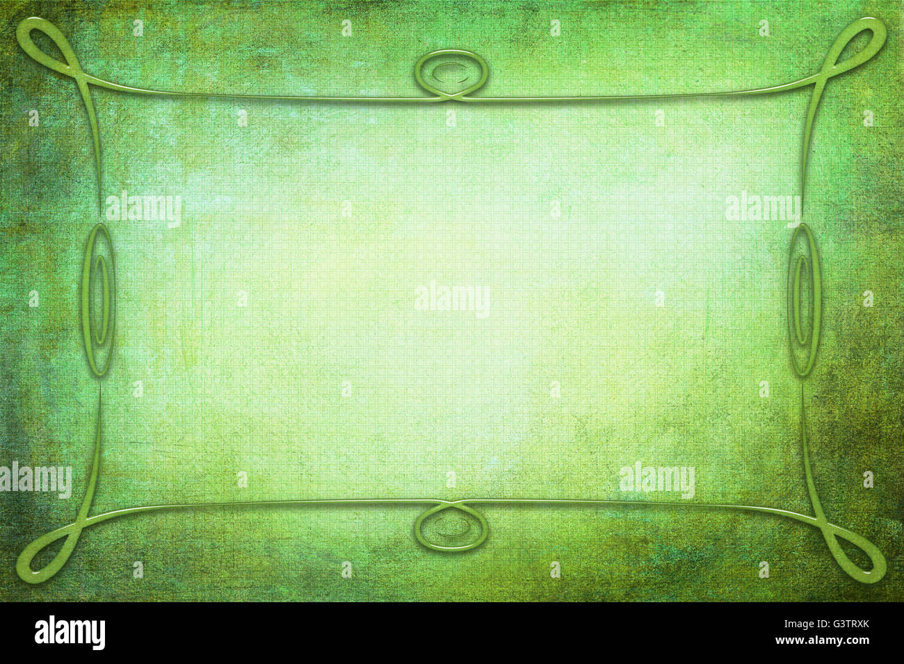 An antique decorative green emerald glass frame with a background with ...