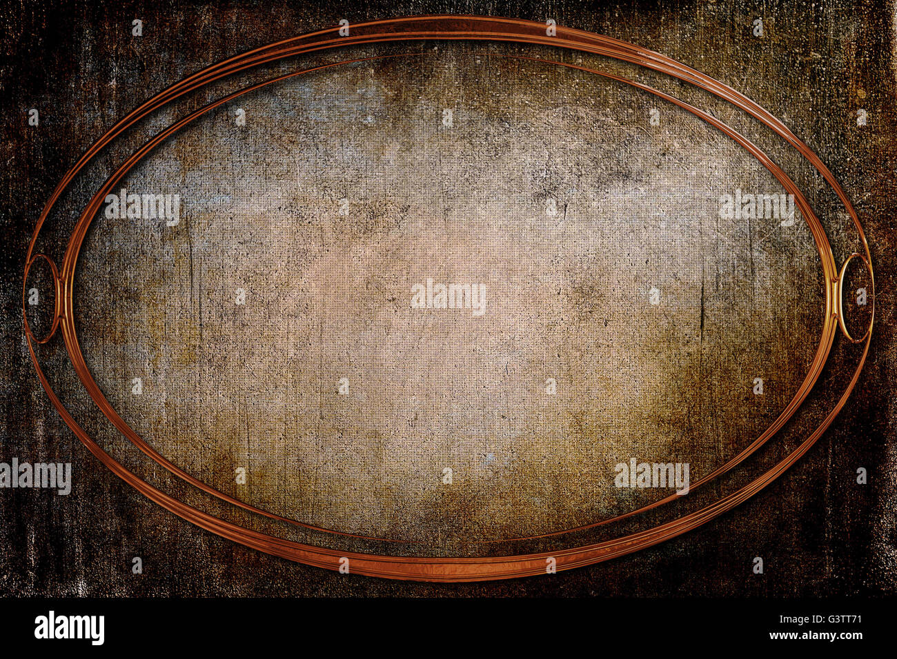 A modern decorative oval metallic frame with a textured background ...