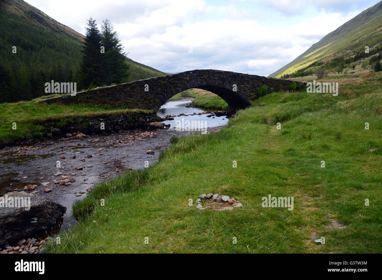 Ring of Stones from a Campfire by the Old Single Arched Bridge over the ...