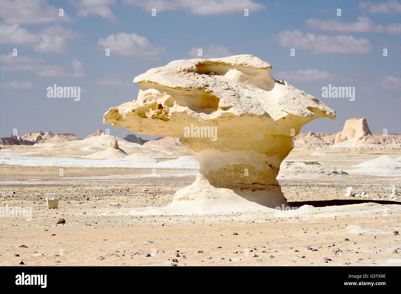 Mushroom shaped rock formation in the White Desert, Egypt Stock Photo ...
