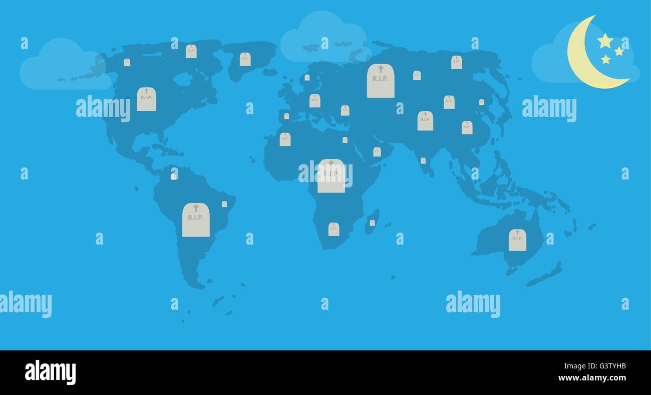 RIP. Tombs on the World Map. Vector Illustration Stock Vector Image ...