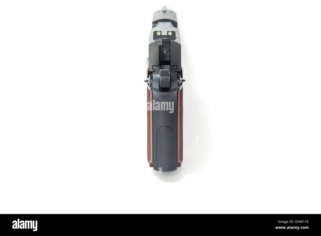 rear view pistol isolated on white background Stock Photo - Alamy