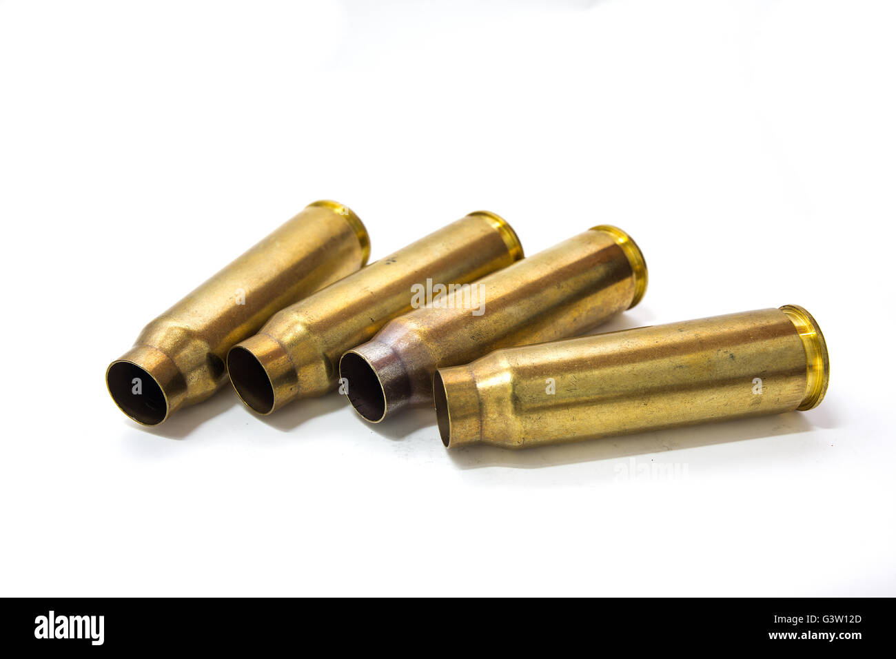 20 mm cartridges cases of aircraft cannon isolated on white background ...