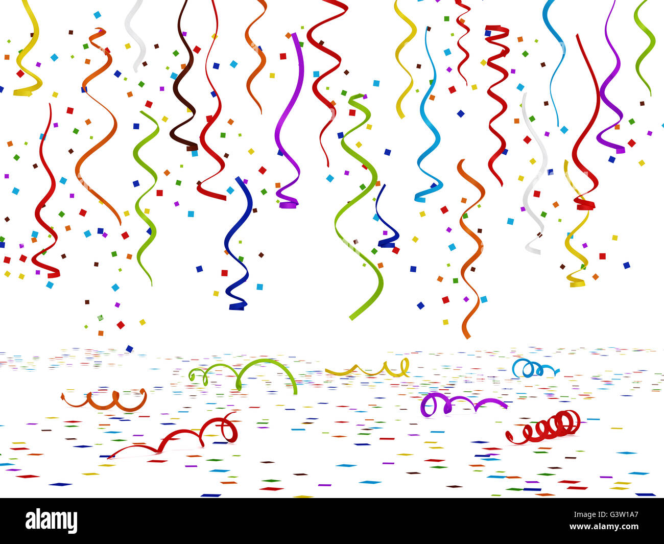 Multi colored confettis isolated on white background. 3D illustration ...