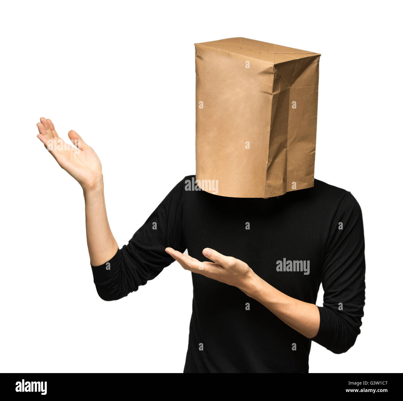 young man covering his head using a paper bag Stock Photo - Alamy