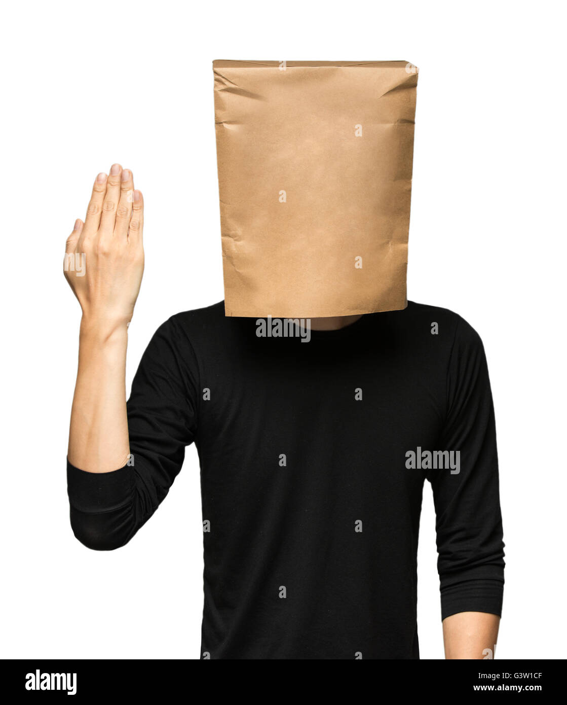 young man covering his head using a paper bag Stock Photo - Alamy