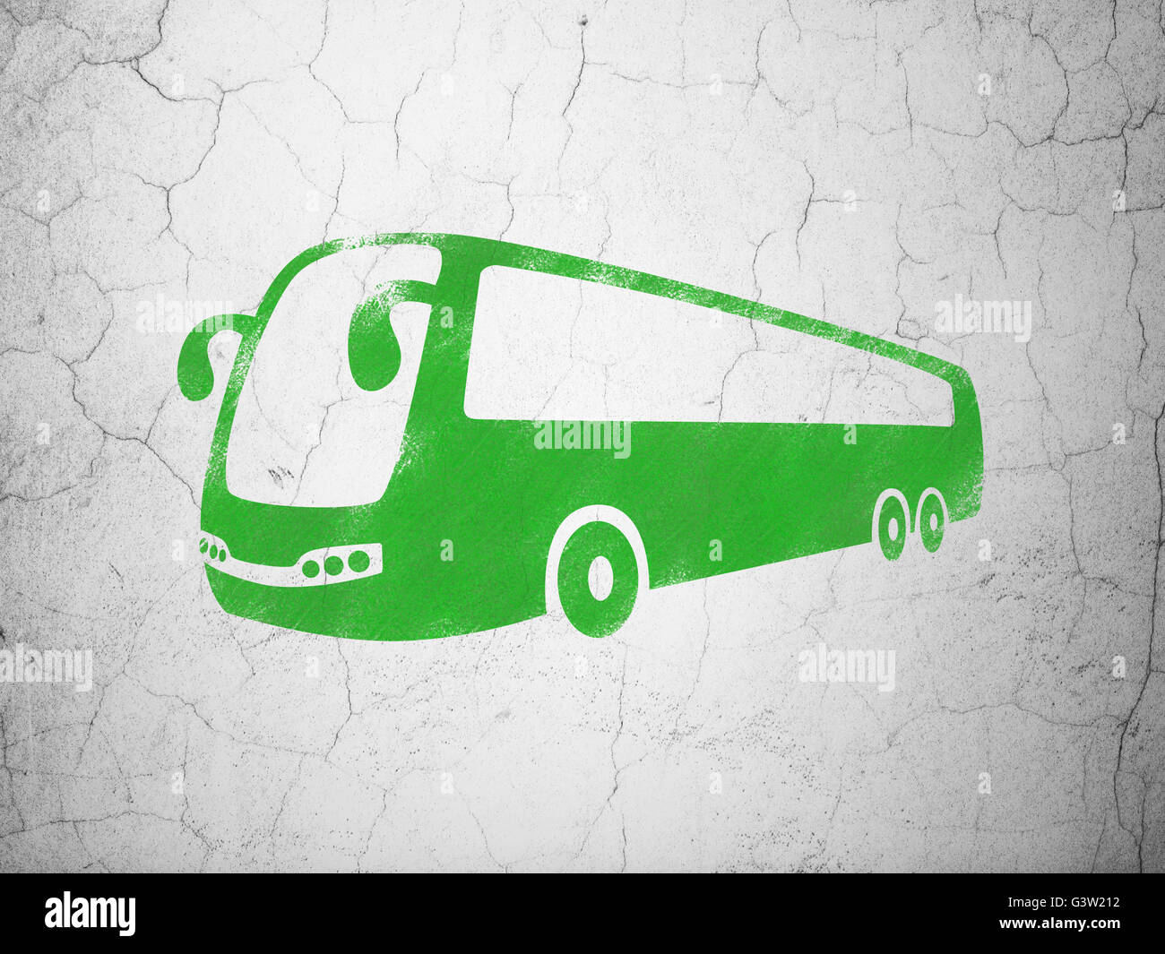 Vacation concept: Bus on wall background Stock Photo - Alamy