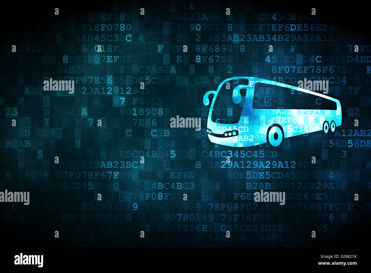 Tourism concept: Bus on digital background Stock Photo - Alamy