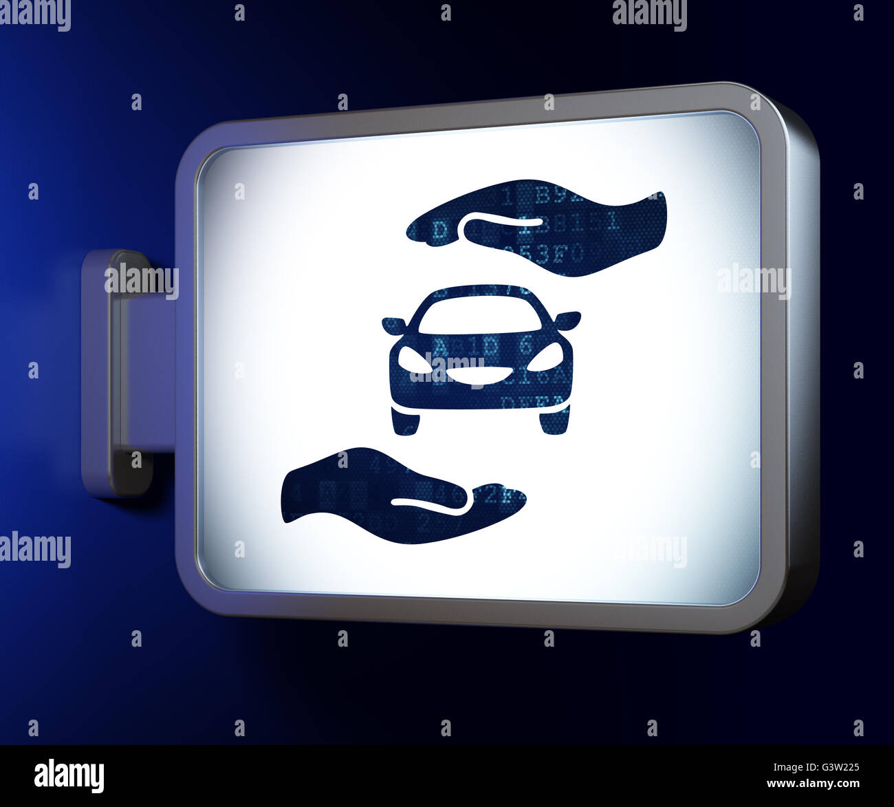 Insurance concept: Car And Palm on billboard background Stock Photo - Alamy