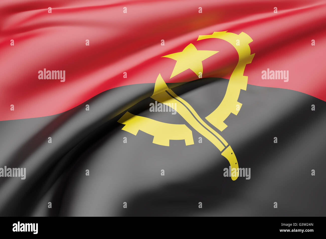 3d rendering of Republic of Angola flag waving Stock Photo - Alamy
