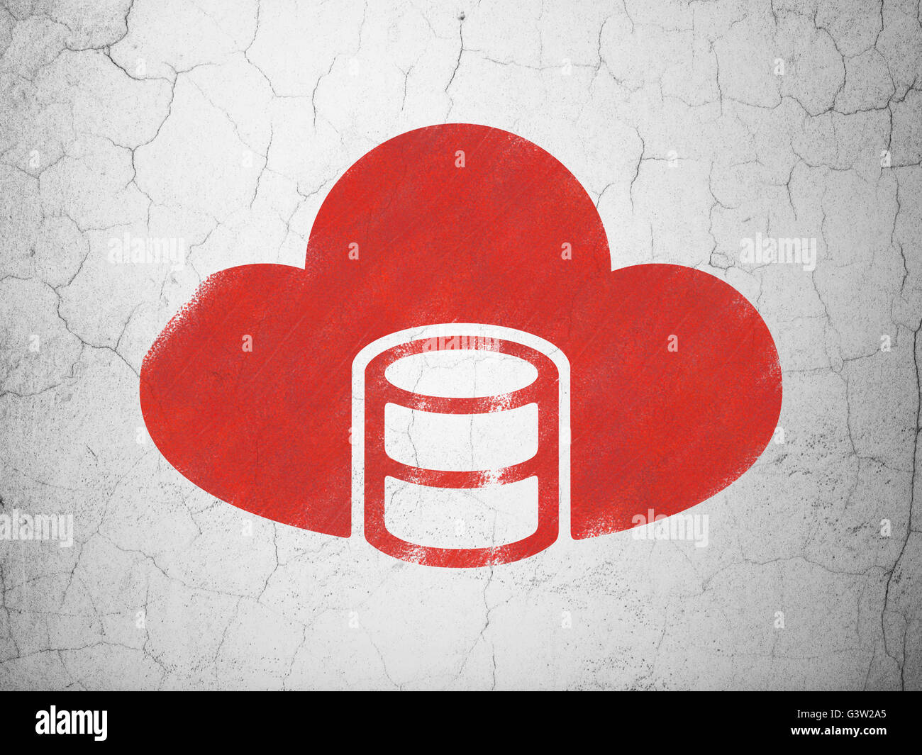 Programming concept: Database With Cloud on wall background Stock Photo - Alamy