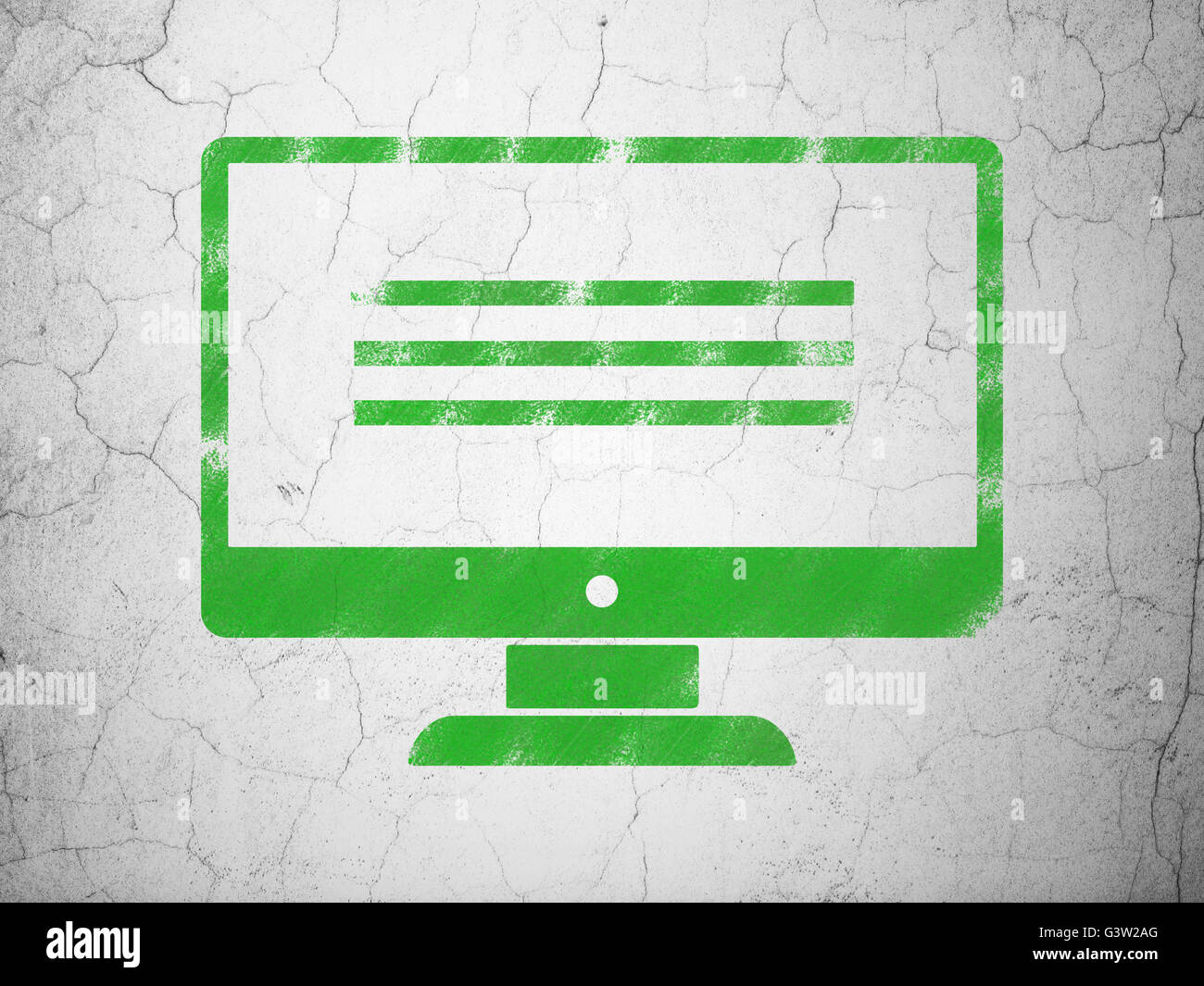 Software concept: Monitor on wall background Stock Photo - Alamy