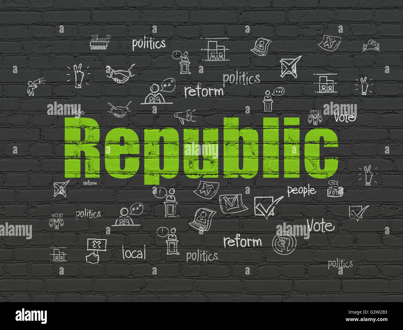Politics concept: Republic on wall background Stock Photo - Alamy