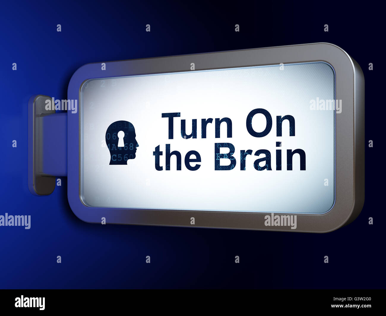 Learning concept: Turn On The Brain and Head With Keyhole on billboard ...