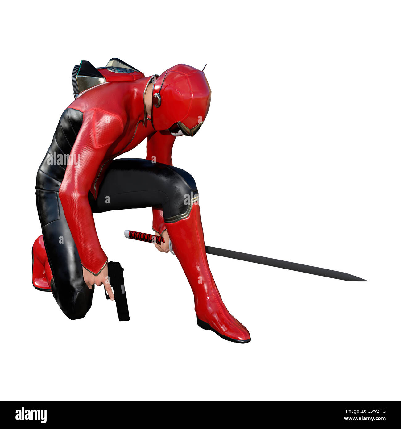 3D rendering of a male hero isolated on white background Stock Photo ...
