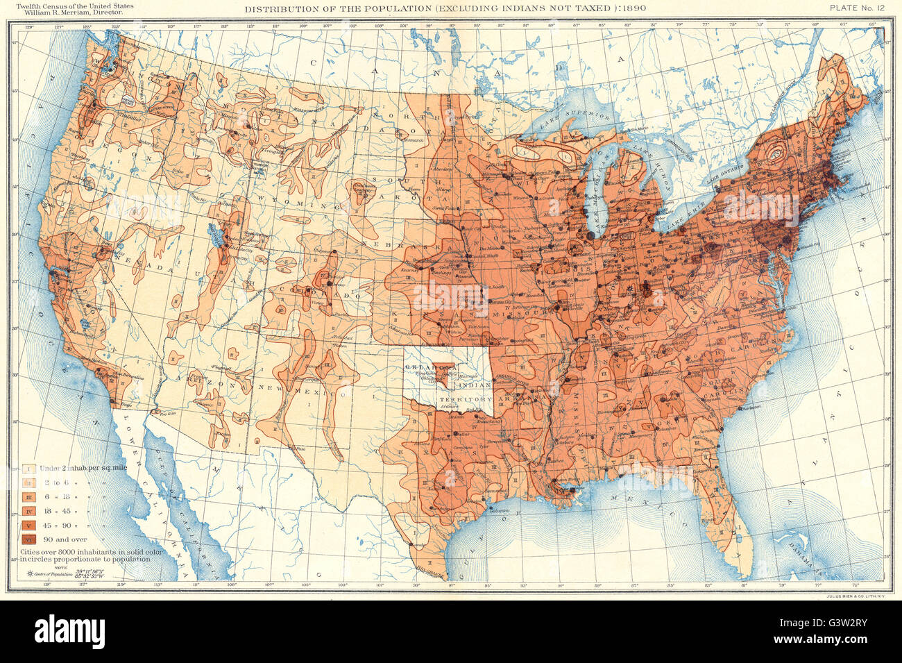 USA: Population distribution(Excluding Indians not taxed): 1890, 1900 ...