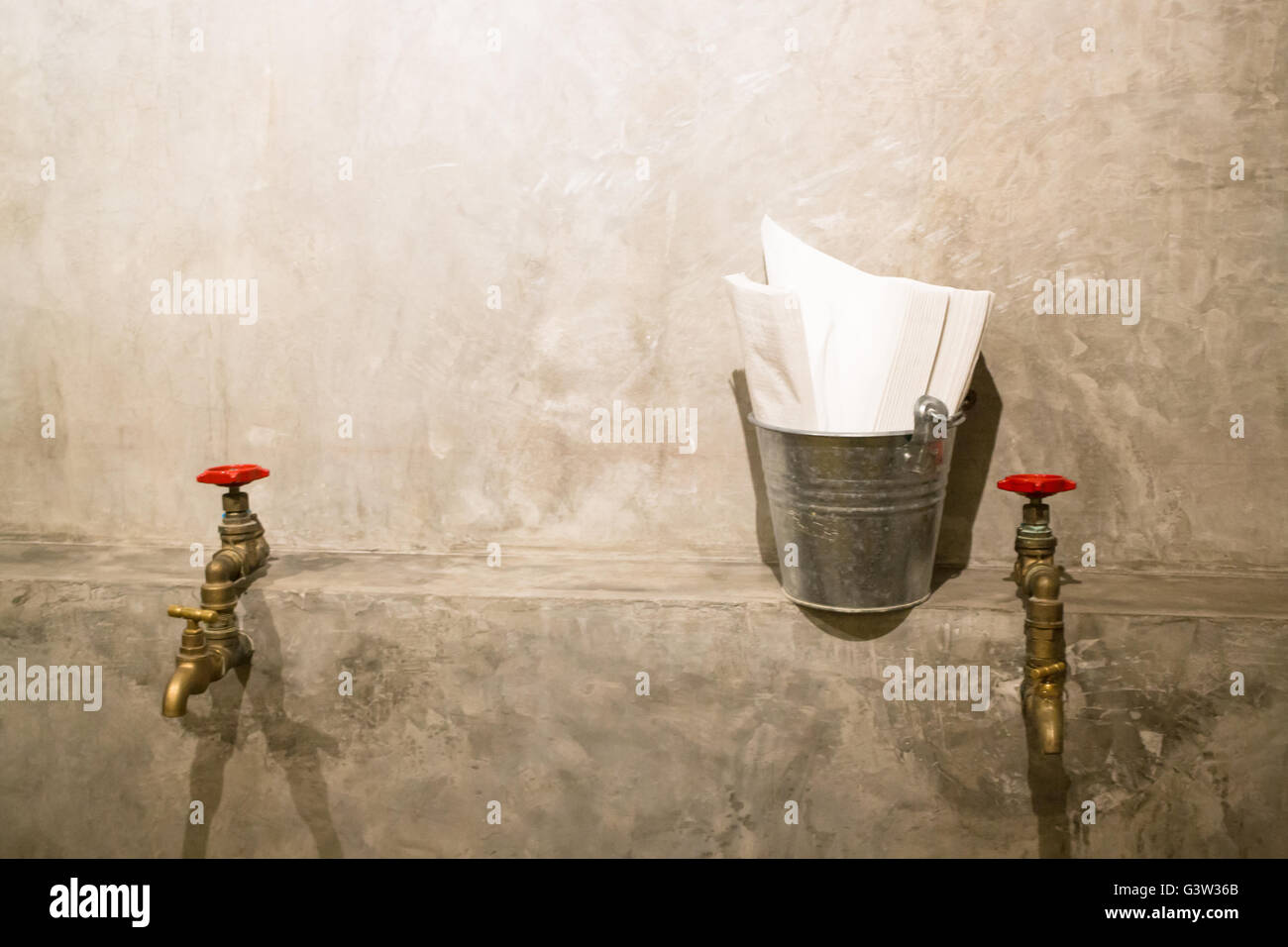 Vintage water tap decorated on gray wall, stock photo Stock Photo - Alamy