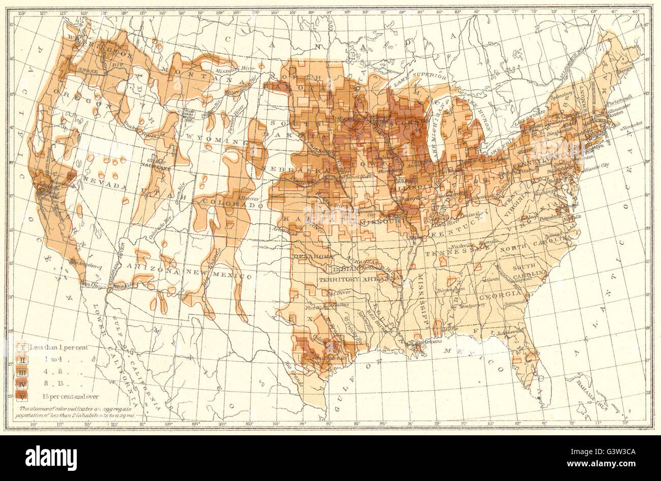 USA: Proportion of natives Germany to total population: , 1900 antique ...