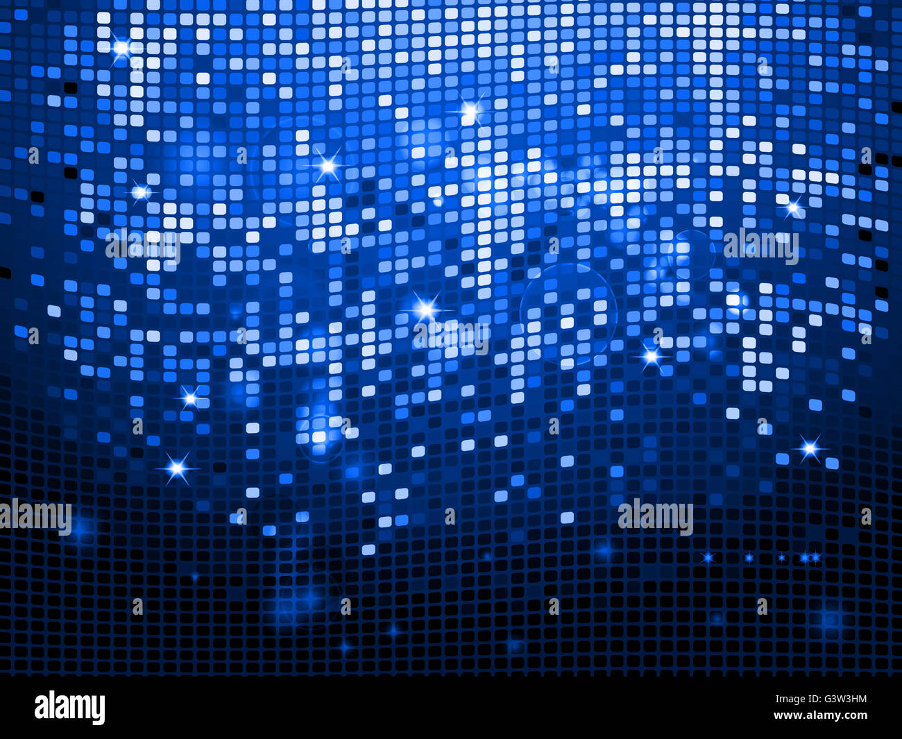 Sparkling Blue Tiles Disco Wall Background with Lens Flares Stock Photo ...