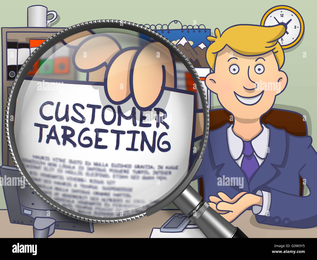 Customer Targeting through Lens. Doodle Style Stock Photo - Alamy