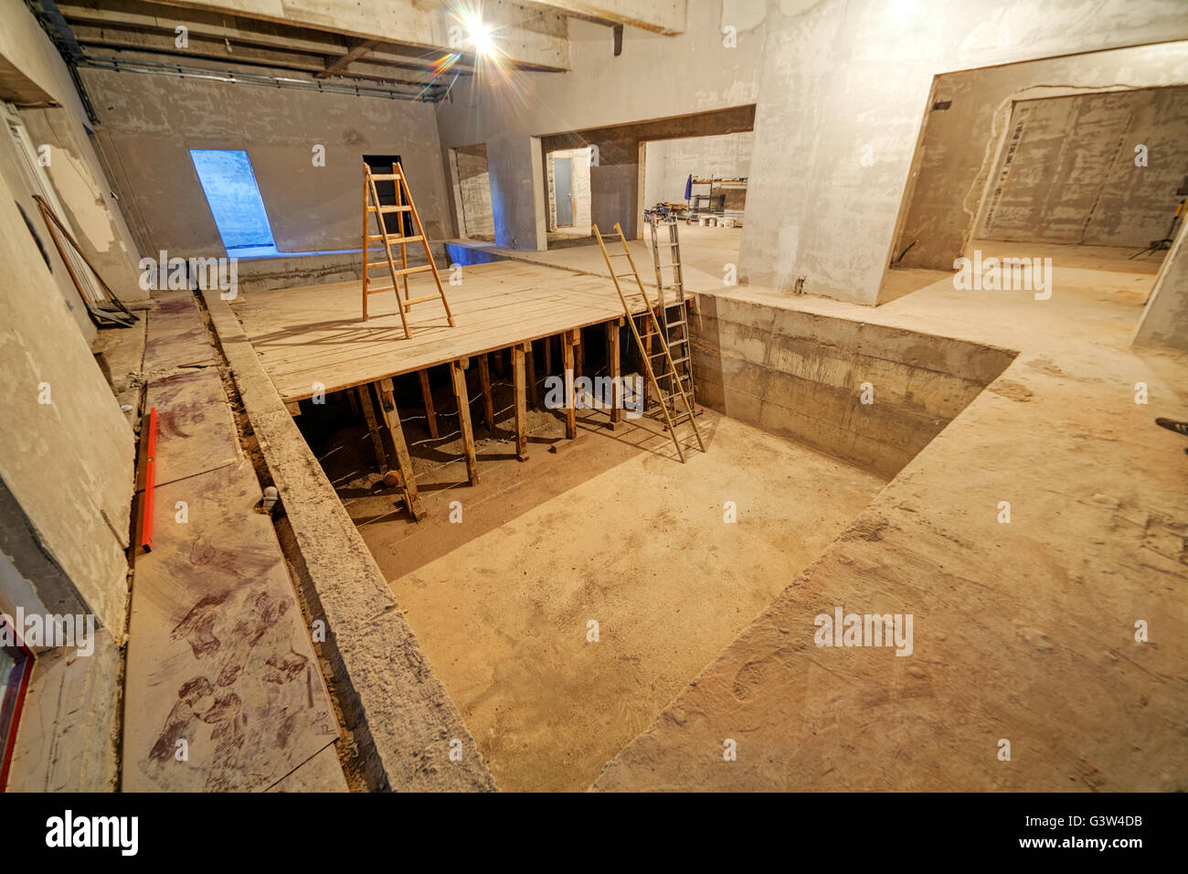 Interior of unfinished residential complex with concrete walls Stock ...