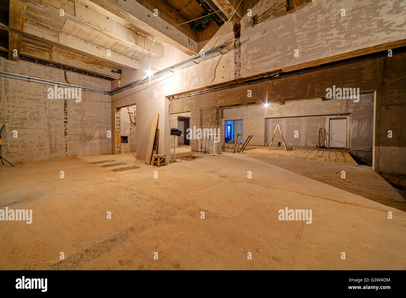 Interior of unfinished residential complex with concrete walls Stock ...