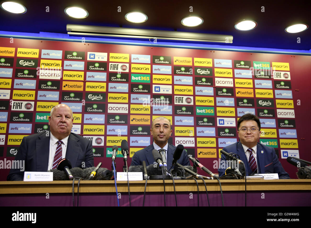 (From left to right) Aston Villa chief executive Keith Wyness, manager ...