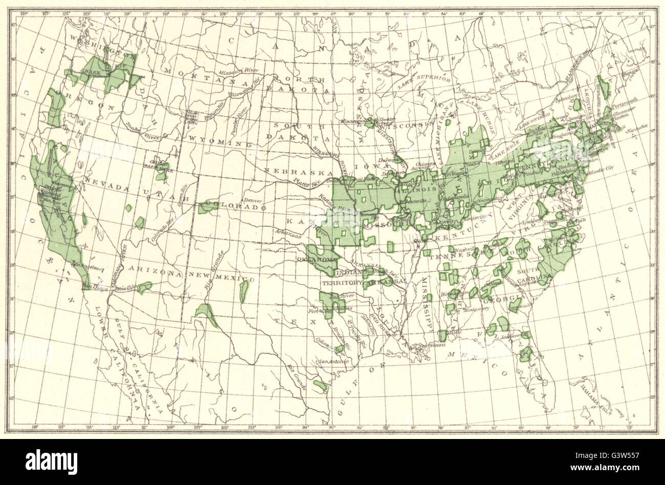 USA: Grapes principal regions of production: , 1900 antique map Stock ...