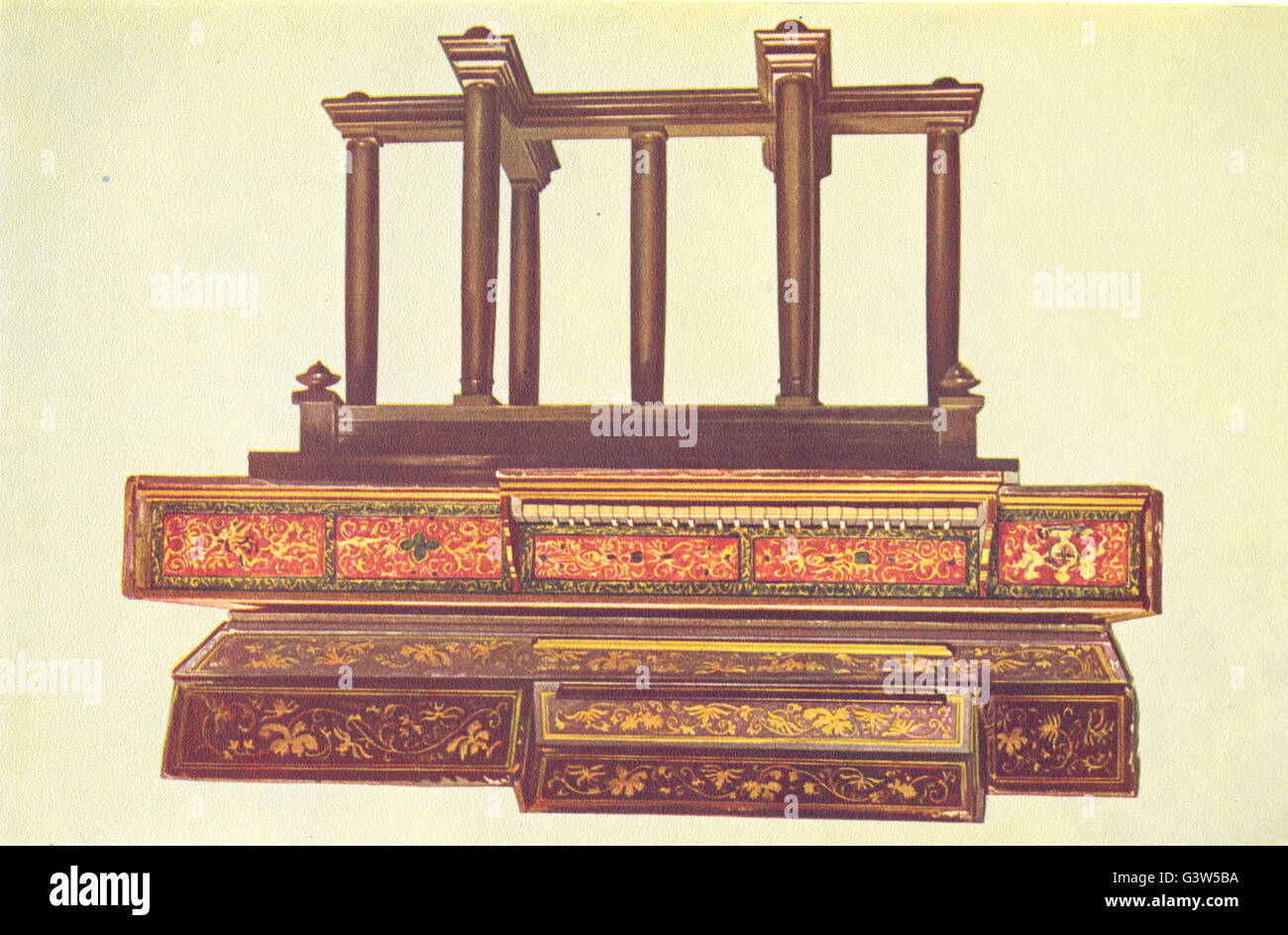 MUSICAL INSTRUMENTS: Queen Elizabeth's Virginal, vintage print 1945 ...