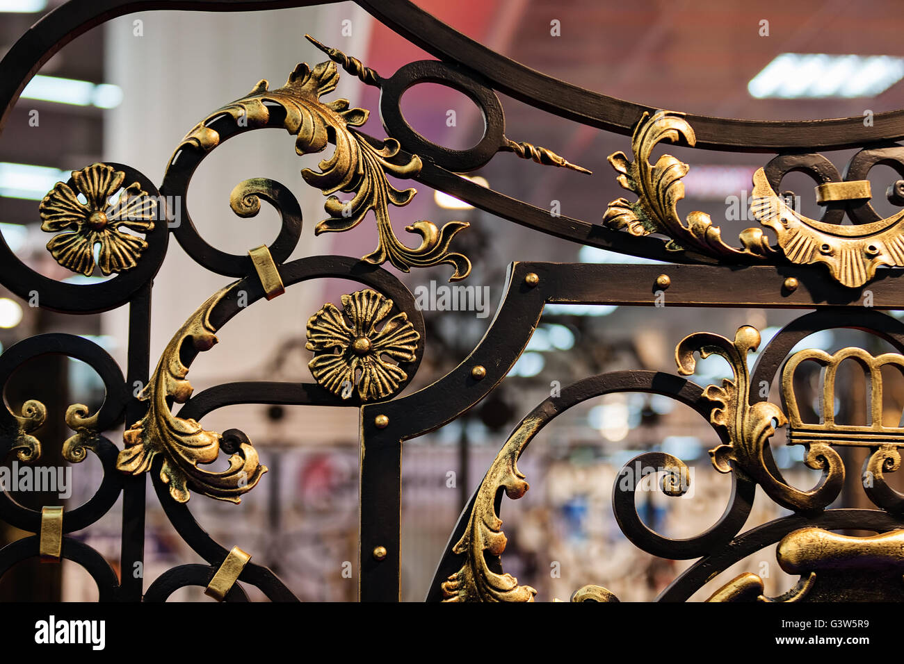 details of structure and ornaments of wrought iron fence and gate Stock ...