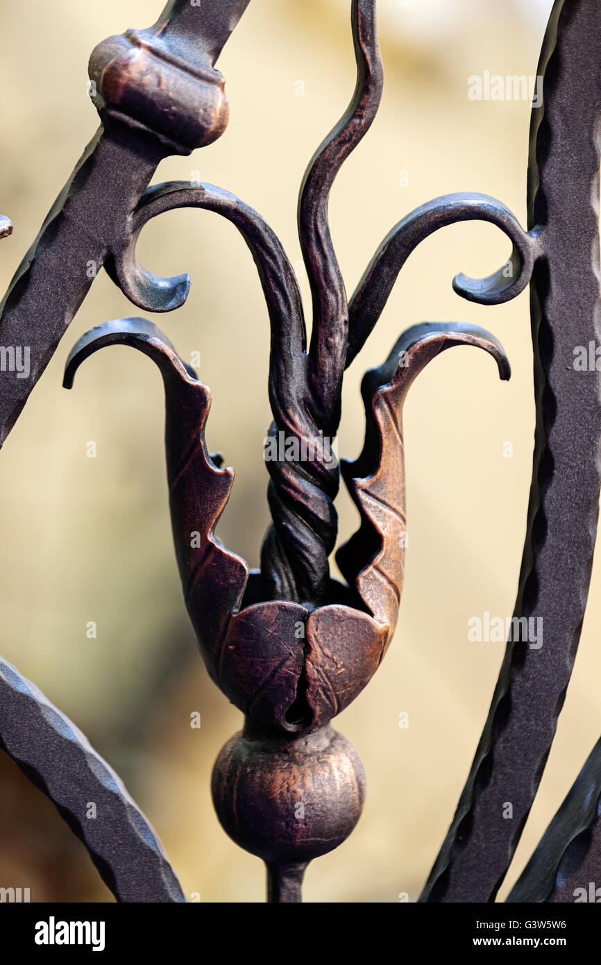 details of structure and ornaments of wrought iron fence and gate Stock ...