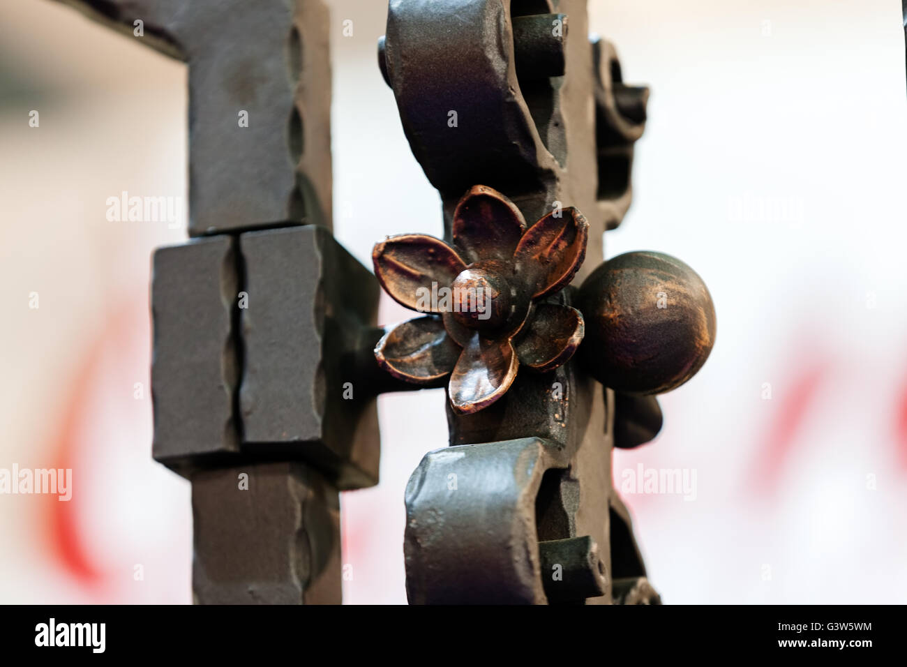 details of structure and ornaments of wrought iron fence and gate Stock ...