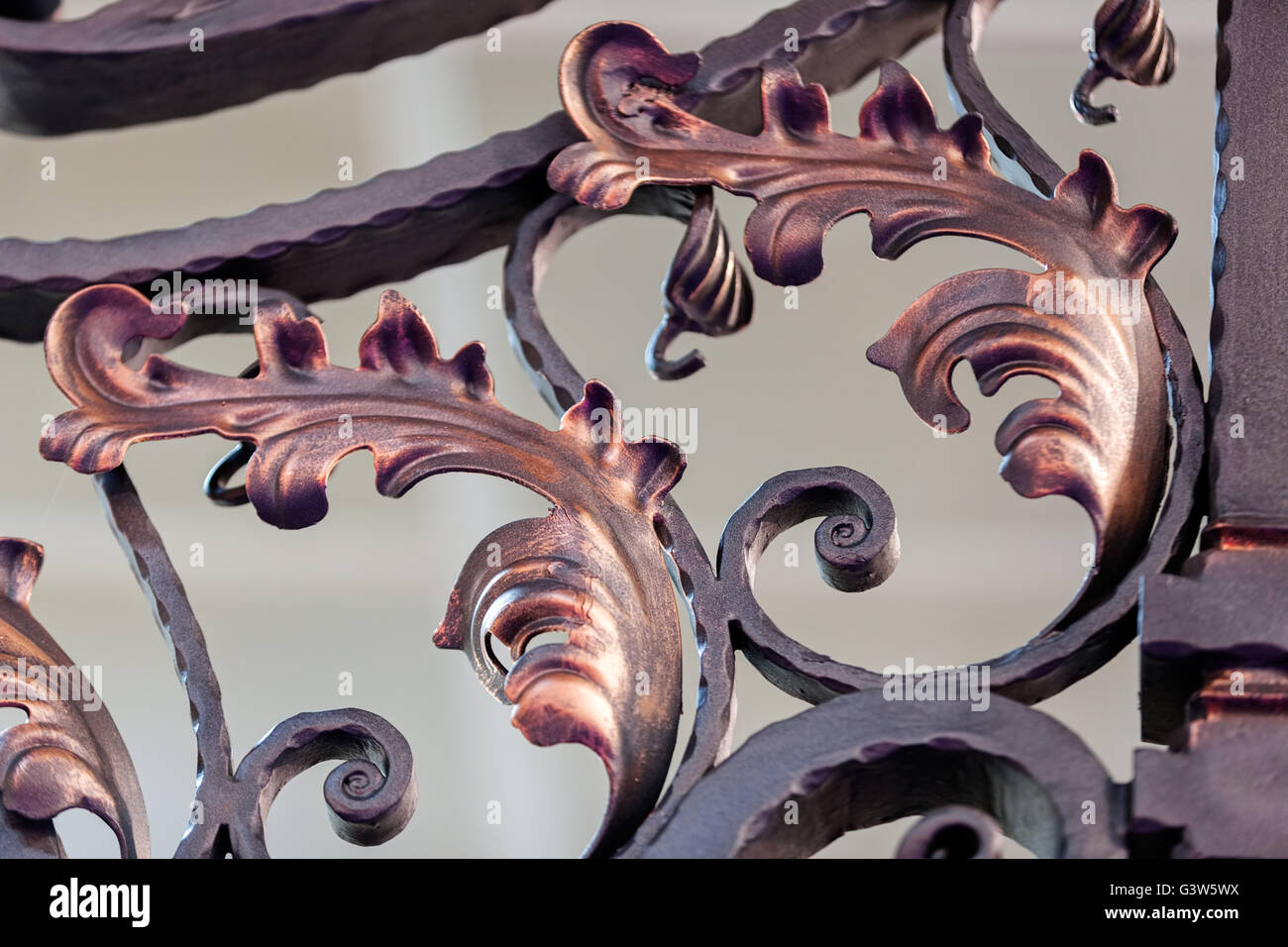 details of structure and ornaments of wrought iron fence and gate Stock ...