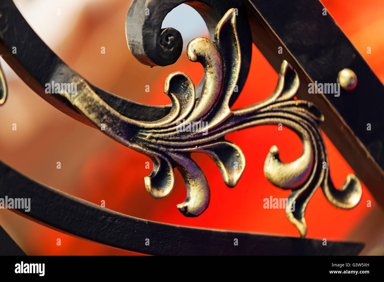 details of structure and ornaments of wrought iron fence and gate Stock ...