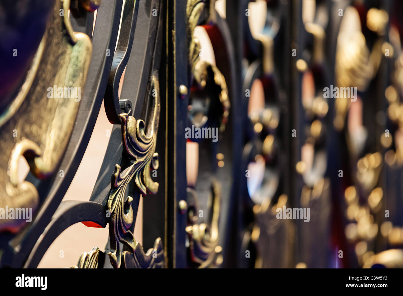 details of structure and ornaments of wrought iron fence and gate Stock ...