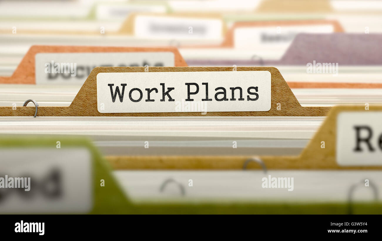 Work Plans on Business Folder in Catalog Stock Photo - Alamy