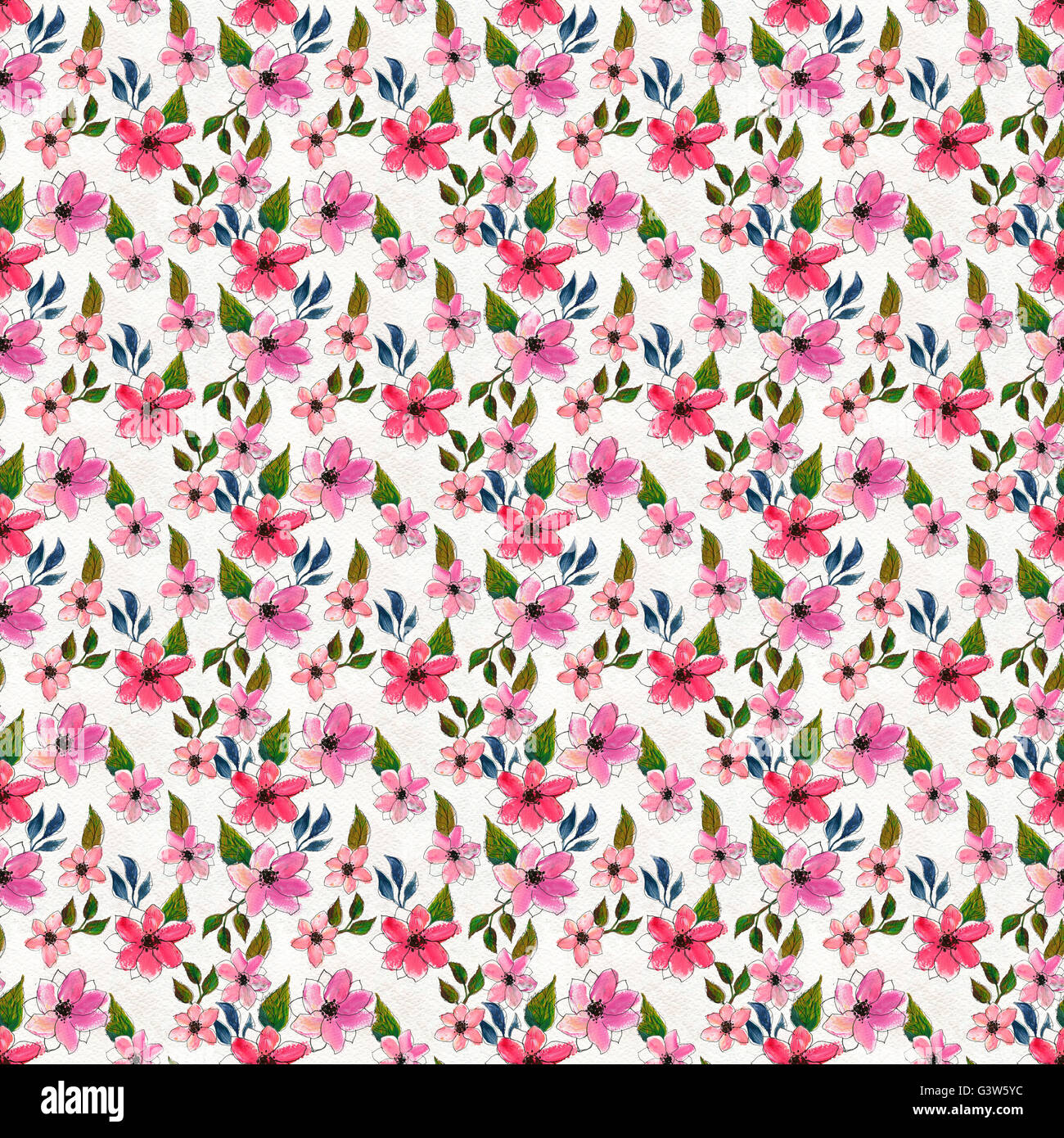 Seamless watercolor floral pattern Stock Photo - Alamy