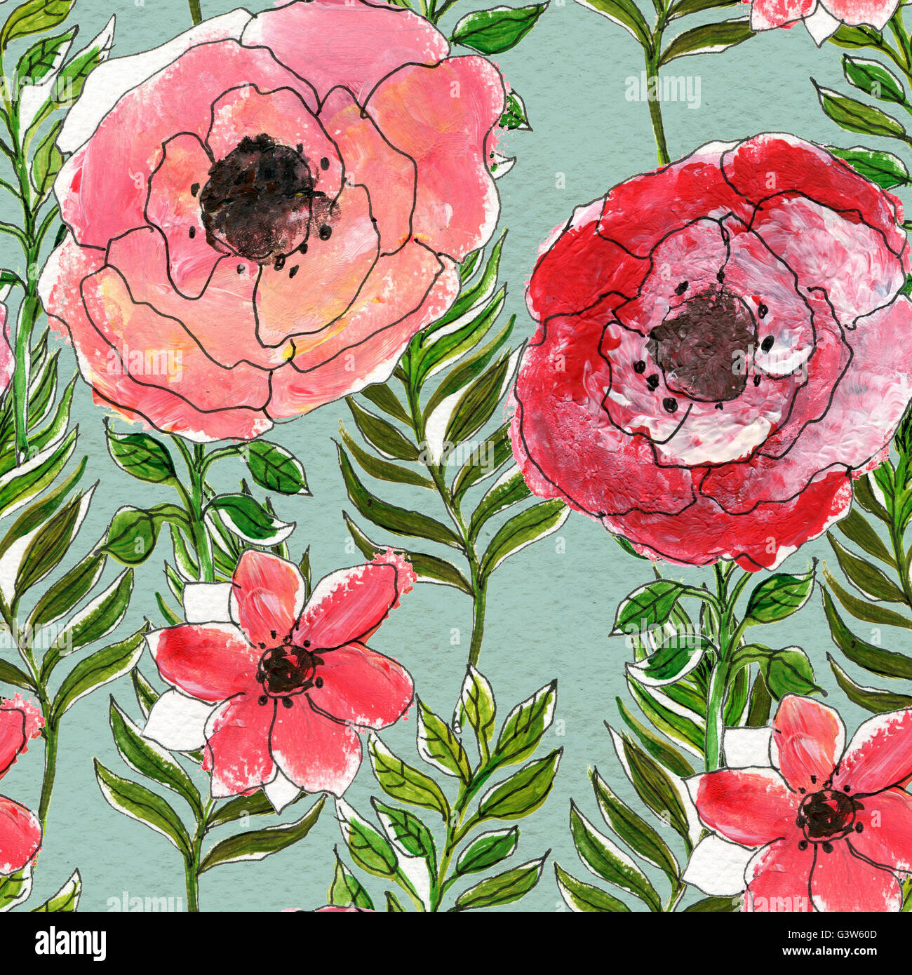 Seamless watercolor floral pattern Stock Photo - Alamy