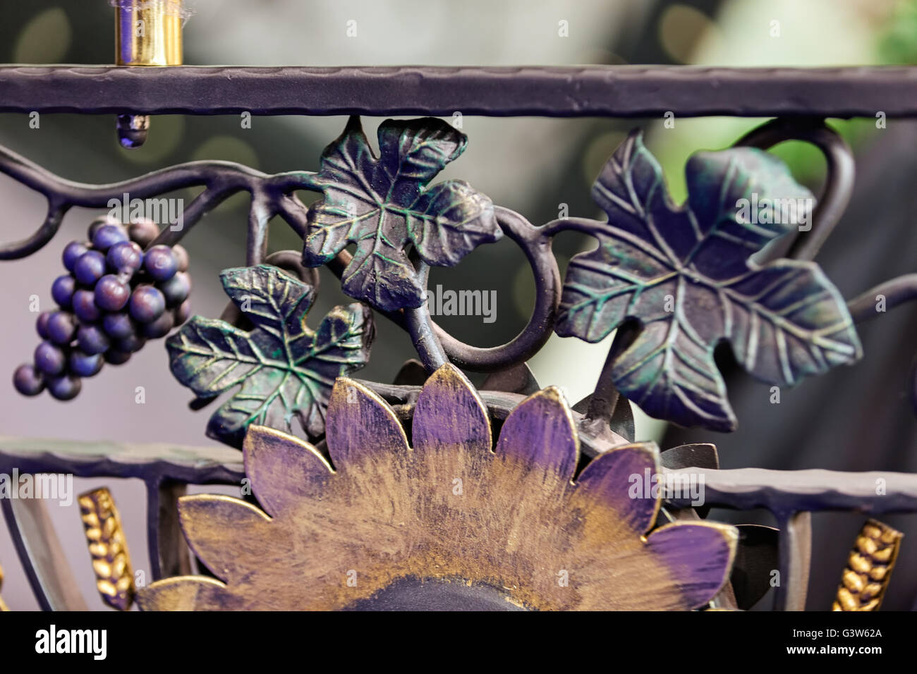 details of structure and ornaments of wrought iron fence and gate Stock ...