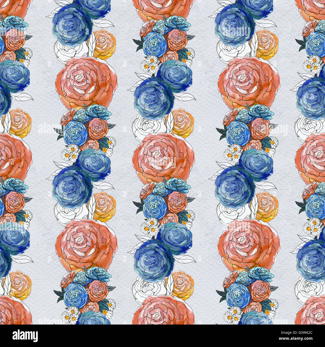 Seamless watercolor floral pattern Stock Photo - Alamy